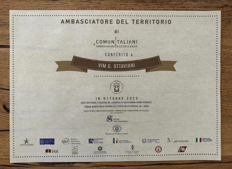 VIM G. OTTAVIANI riceve il premio "Ambasciatore del territorio" - VIM S.p.A.